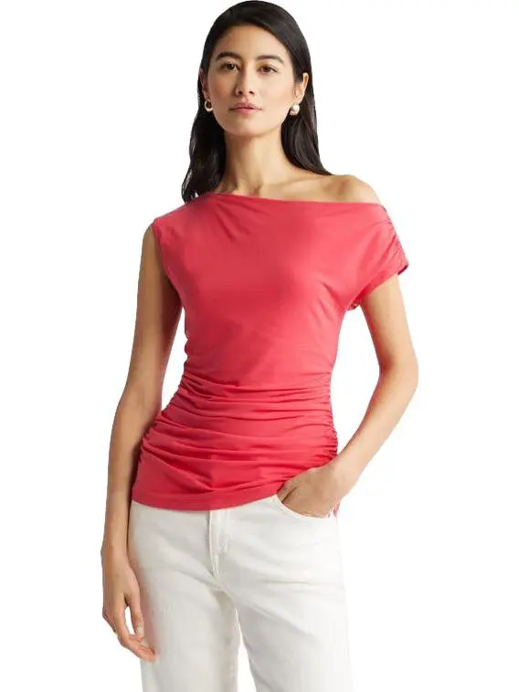 Nordstrom Asymmetric One-shoulder Top - Red Saucy