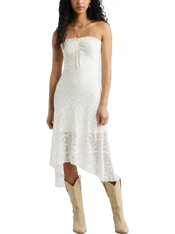 Bp. Strapless Lace Asymmetric Hem Dress - Ivory