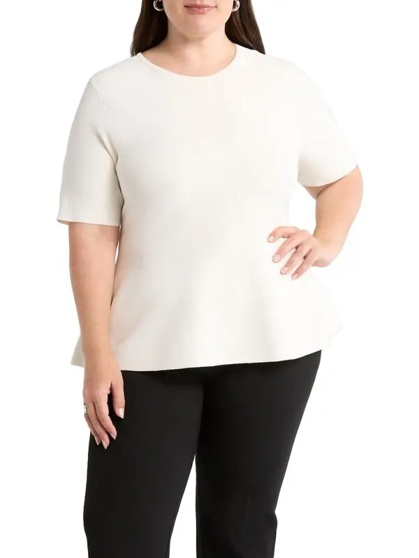 Nordstrom Short Sleeve Peplum Sweater - Ivory Tofu