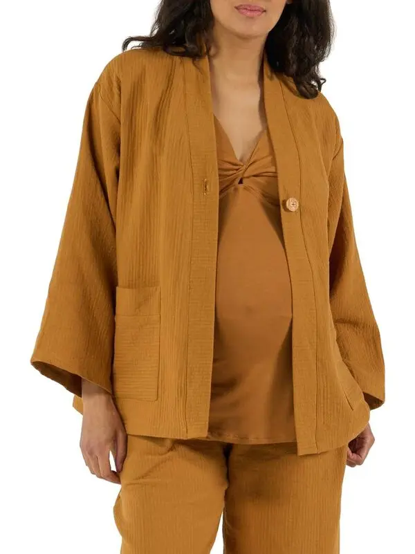 CACHE COEUR Maternity And Nursing Kimono Jacket - Cumin
