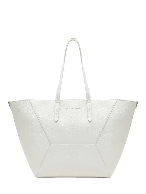 Brunello Cucinelli Bc Duo Hammered Leather Shoulder Bag - Ivory