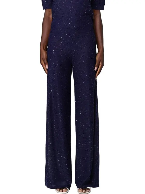 KANGRA Viscose Knit Sequined Trousers - Blue