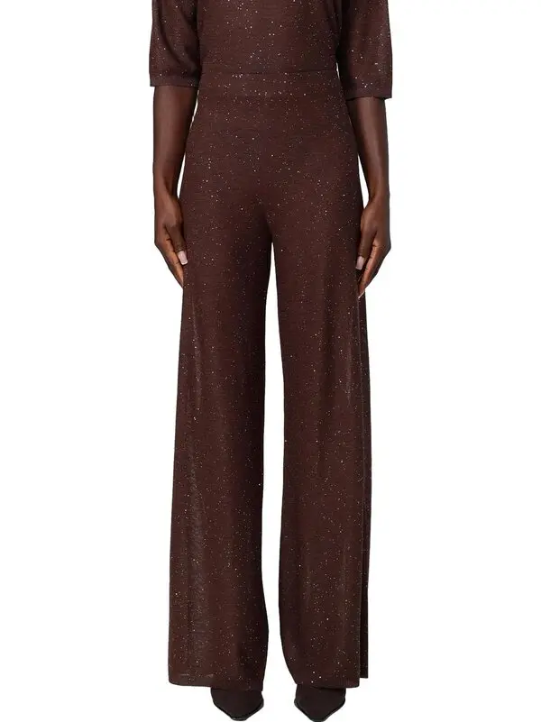 KANGRA Viscose Knit Sequined Trousers - Cocoa