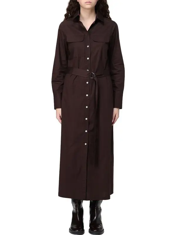 KANGRA Button-up Maxi Dress With Belt - Dark
