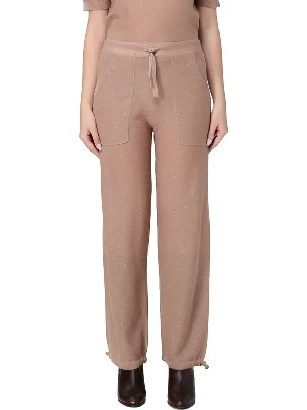 KANGRA Viscose Knit Trousers - Beige