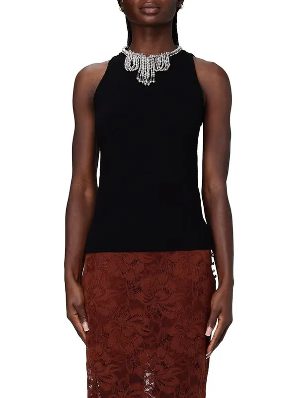 Rabanne Viscose Top With Jewel Embellishment - Black