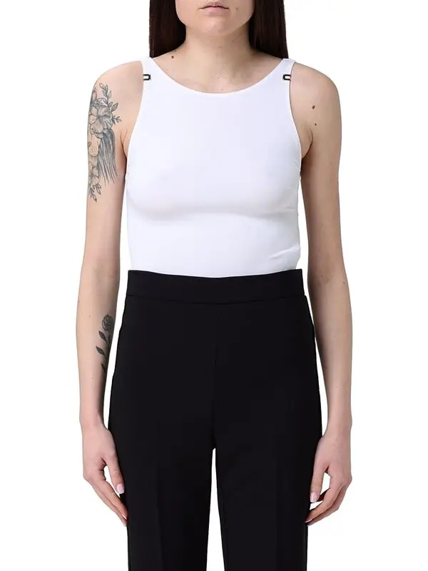 Elisabetta Franchi Top With Chain Belt Detail - White