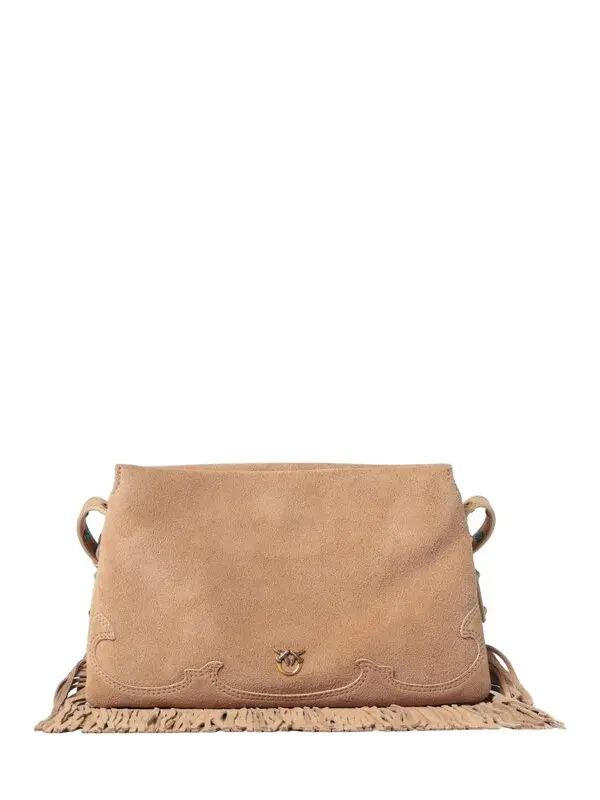 Pinko Crossbody Bag With Fringe - Camel