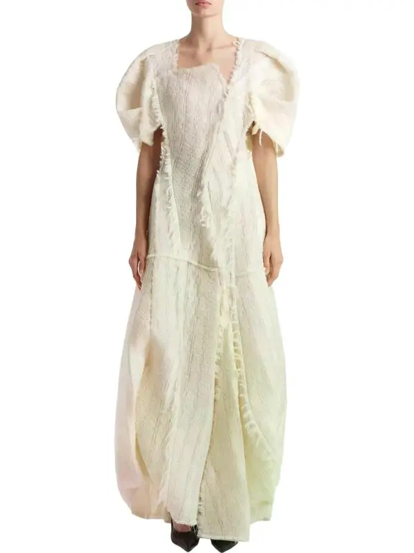 Khaite Quintin Fringed Maxi Dress - White