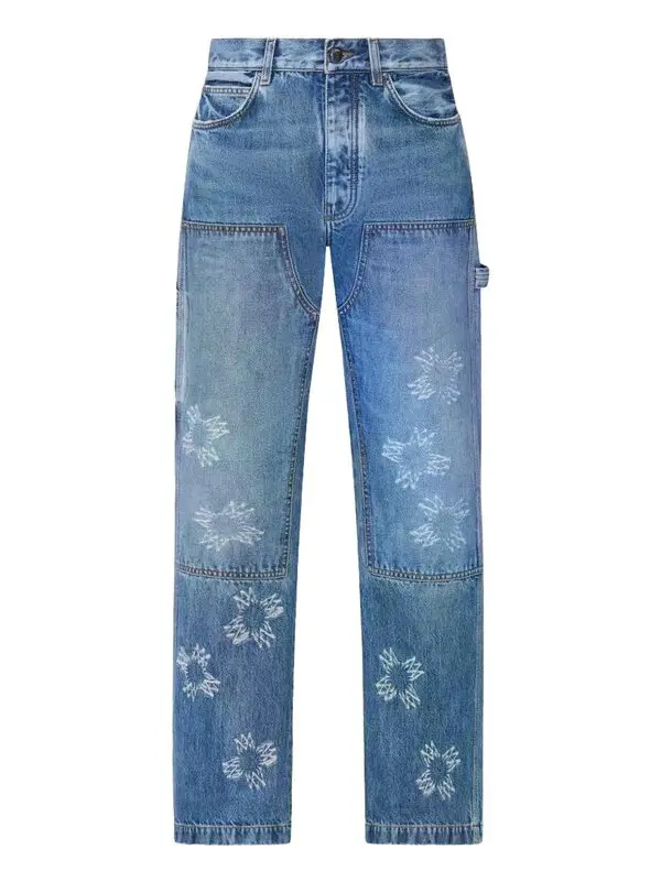 Amiri Ma Quad Carpenter Floral-detail Denim Jeans - Blue