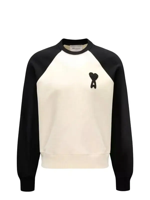 Ami Appliqué-logo Cotton Sweatshirt - Neutrals