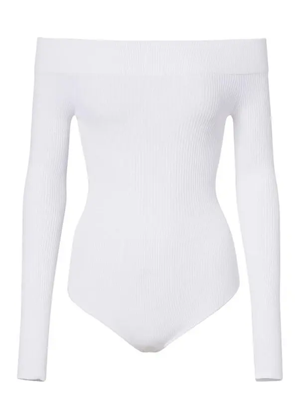 Alaïa Ribbed-knit Bodysuit - White