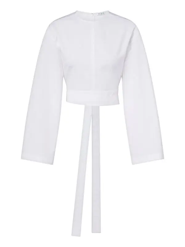 Alaïa Cotton Poplin Crop Top - White