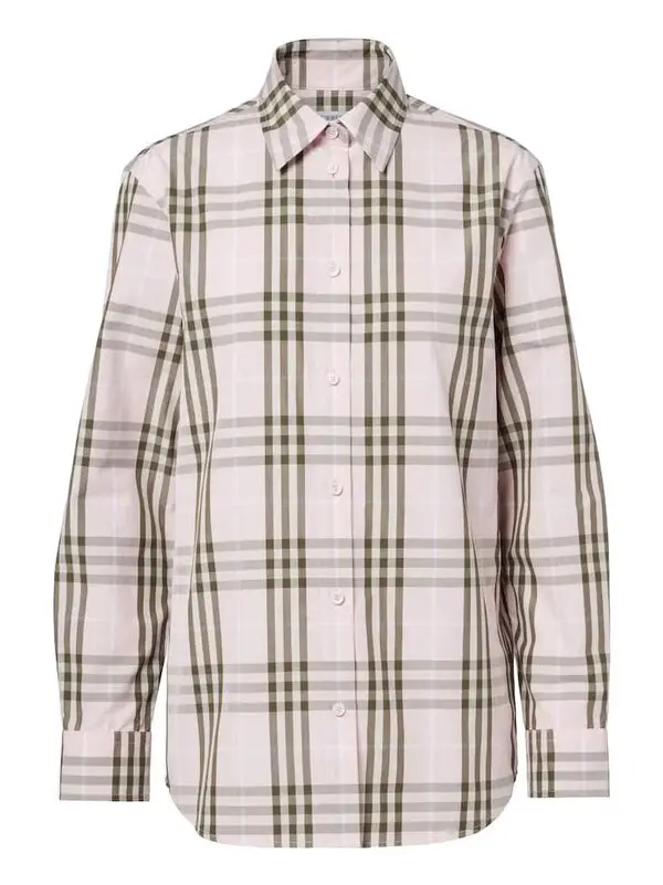 Burberry Check Cotton Poplin Shirt - Pink