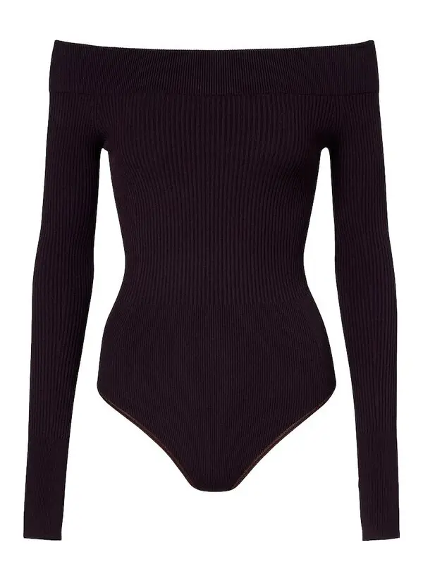 Alaïa Ribbed-knit Bodysuit - Purple
