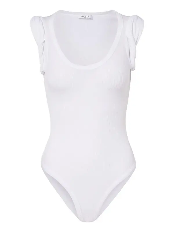 Alaïa Ribbed-knit Bodysuit - White