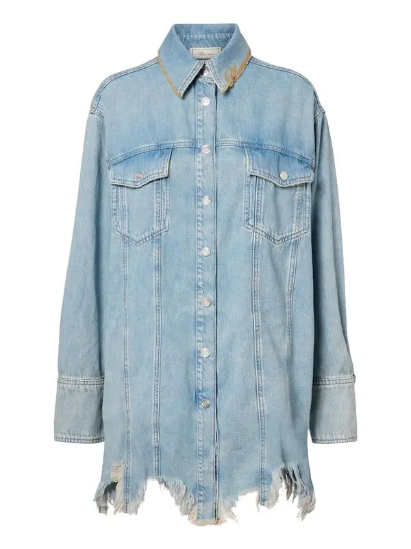 Blumarine Embroidered Denim Overshirt - Blue