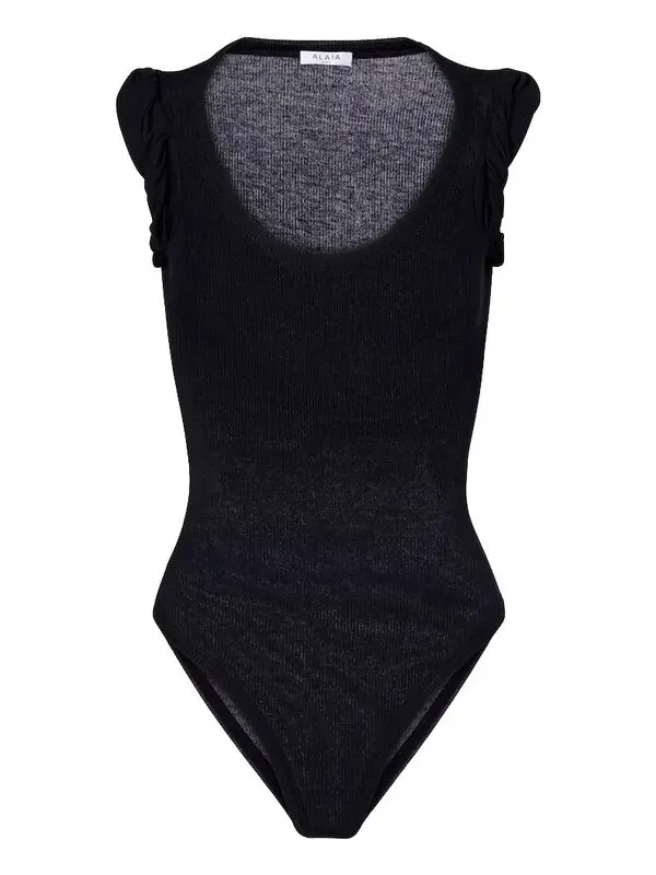 Alaïa Ribbed-knit Bodysuit - Black