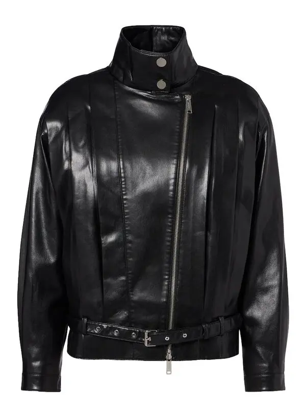 SELF-PORTRAIT Belted Biker Jacket - Black