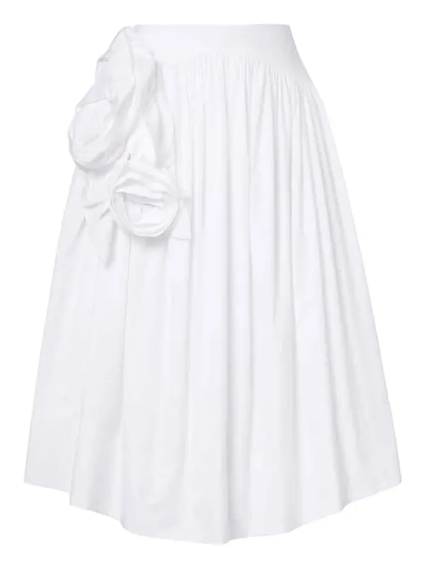 Simone Rocha Floral-appliqué Cotton Poplin Midi Skirt - White
