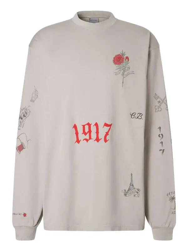 Balenciaga Printed Cotton Jersey T-shirt - Grey