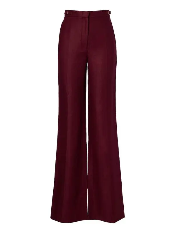 Gabriela Hearst Vesta Linen Flared Pants - Burgundy