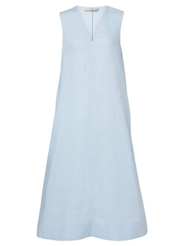 Asceno Nisha Linen Midi Dress - Blue