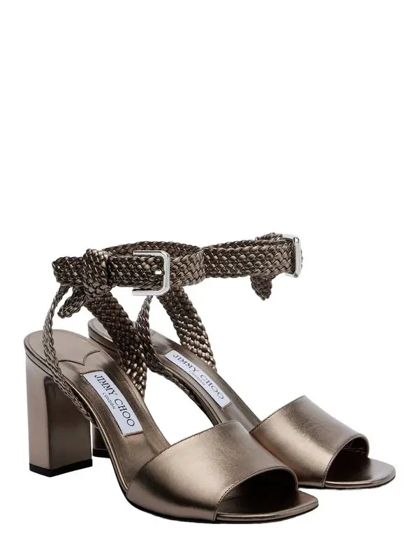 JIMMY CHOO Rori Metallic Leather Sandals - Silver