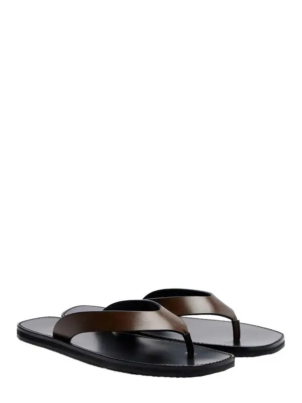 JUDE Leather Thong Sandals - Brown