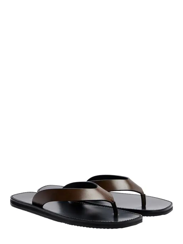 JUDE Leather Thong Sandals - Brown
