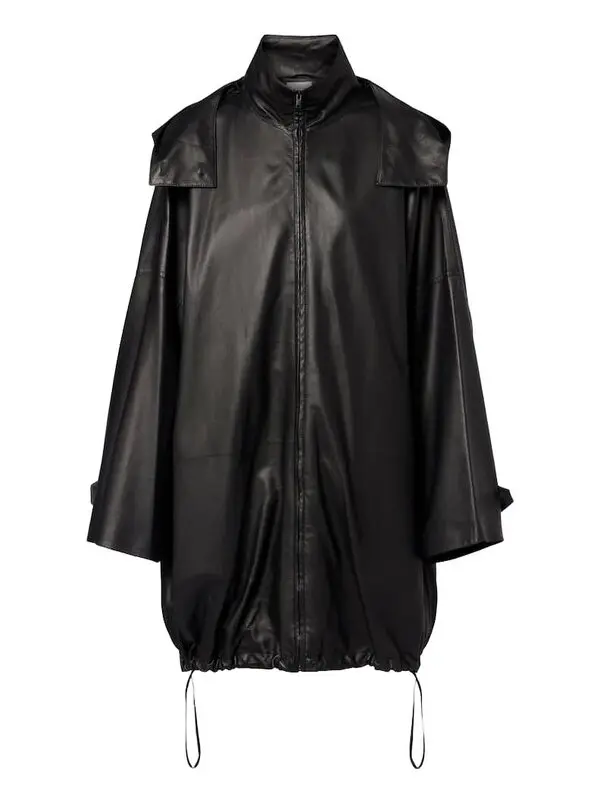 THE ROW Cassandre Leather Coat - Black
