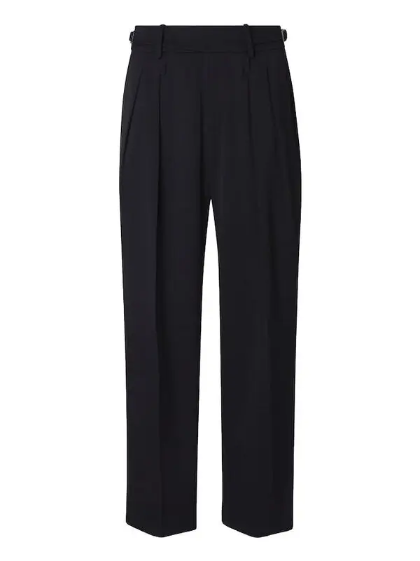 Dolce & Gabbana Virgin Wool Gabardine Wide-leg Pants - Black