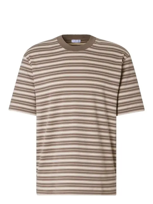 Sunspel Striped Cotton Jersey T-shirt - Brown