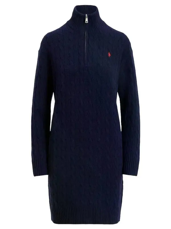 Polo Ralph Lauren Cable Knit Zip Mini Dress - Blue