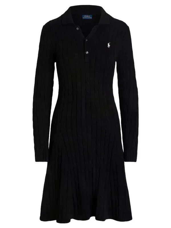 Polo Ralph Lauren Cable-knit Polo Midi Dress - Black