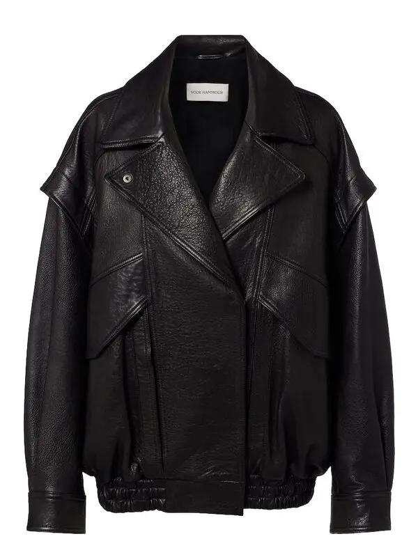 Nour Hammour Michah Leather Coat - Black