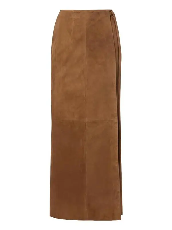 Nour Hammour Leather Wrap Skirt - Brown