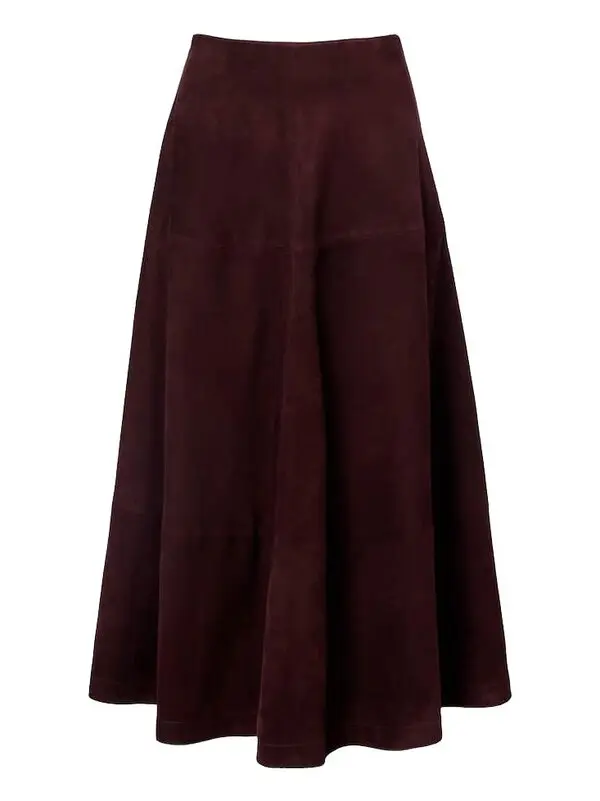 Nour Hammour Opera Leather Midi Skirt - Burgundy