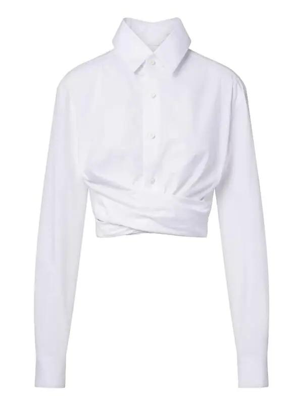 JEAN PAUL GAULTIER Cropped Cotton Poplin Shirt - White