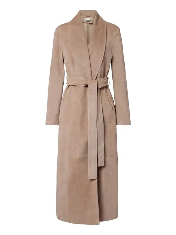 Nour Hammour Gallery Suede Coat - Beige