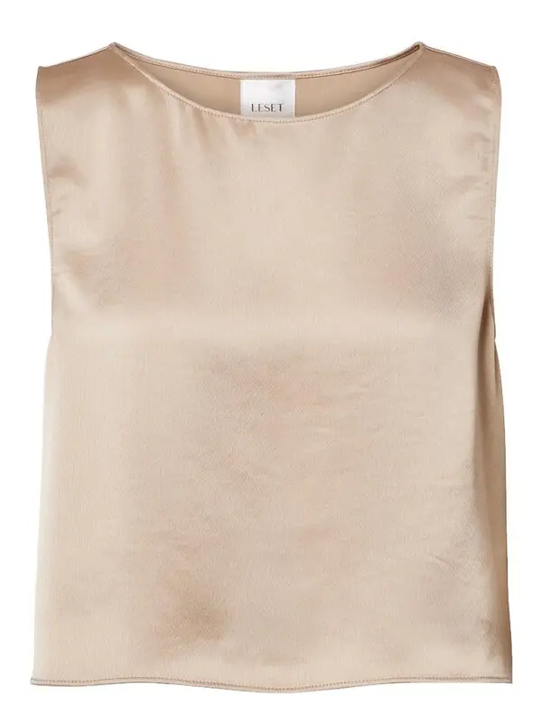 LESET Barb Satin Top - Beige