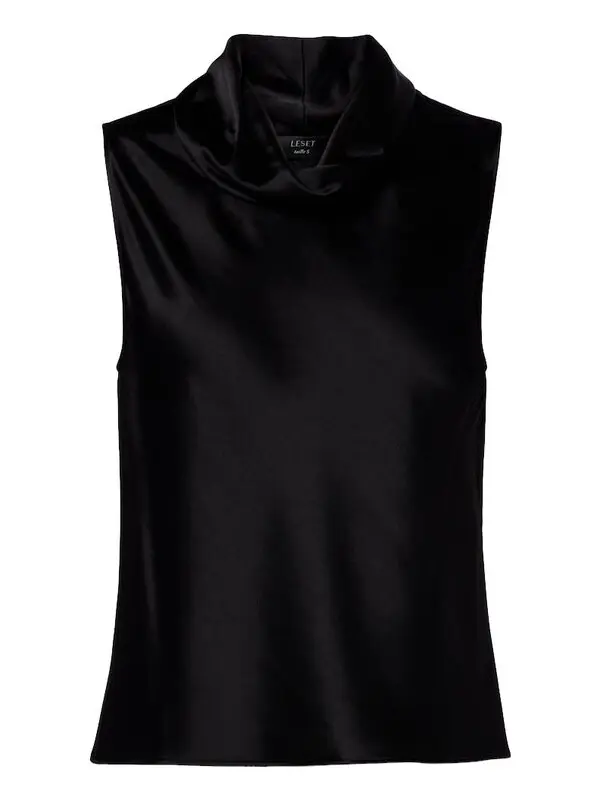 LESET Barb Satin Top - Black