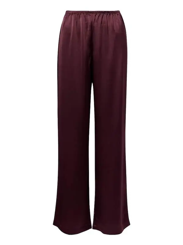 LESET Barb Satin Wide-leg Pants - Burgundy