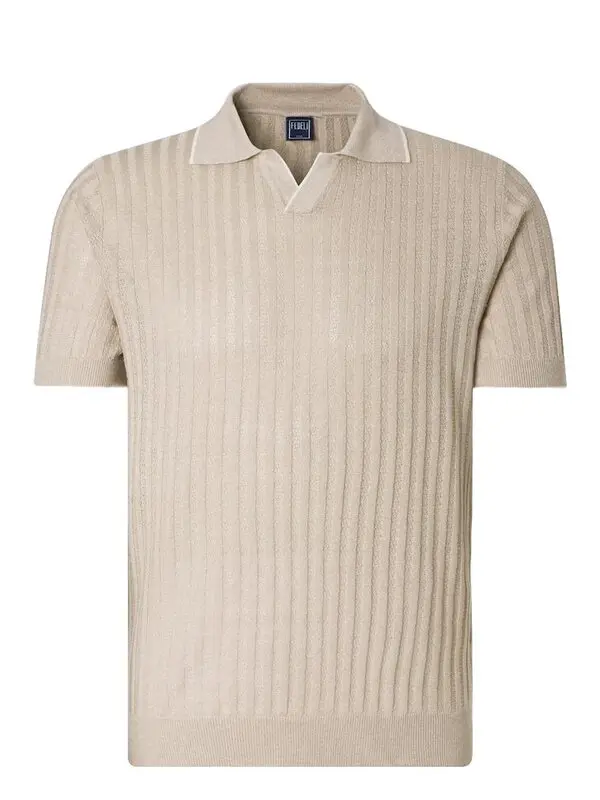 Fedeli Soul Linen And Cotton Polo Shirt - Beige