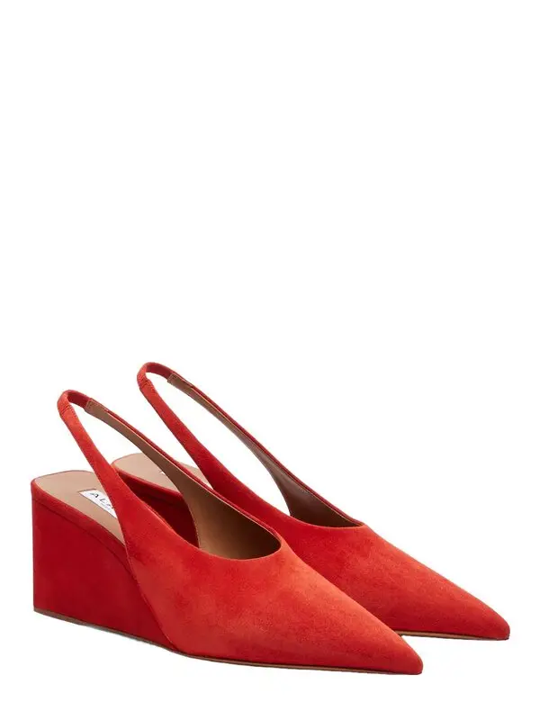 Alaïa Cube Suede Slingback Wedges - Orange