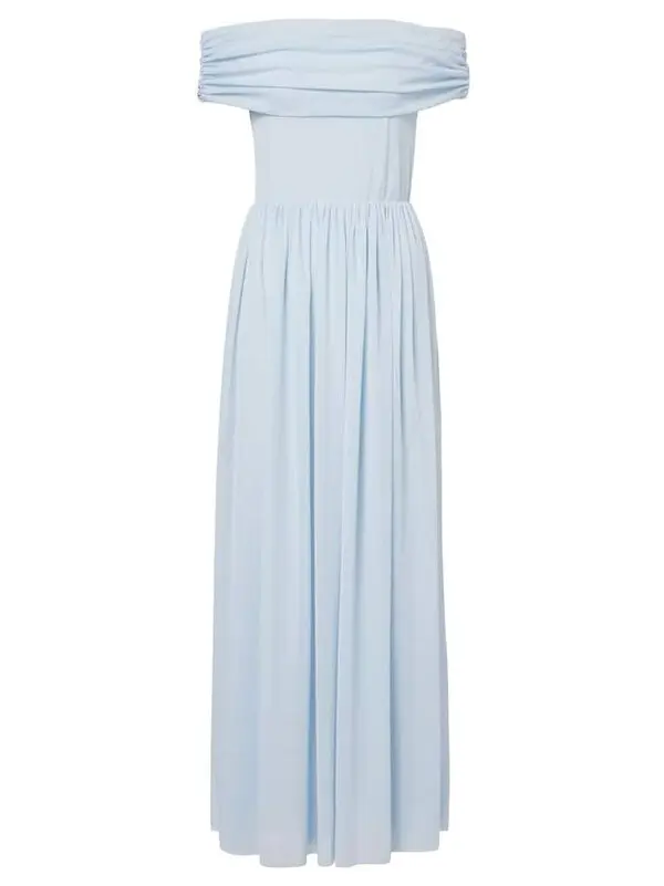 ROTATE BY BIRGER CHRISTENSEN Draped Off-shoulder Maxi Dress - Blue
