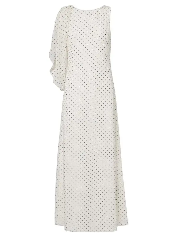 ROTATE BY BIRGER CHRISTENSEN Adela Polka-dot Chiffon Gown - White