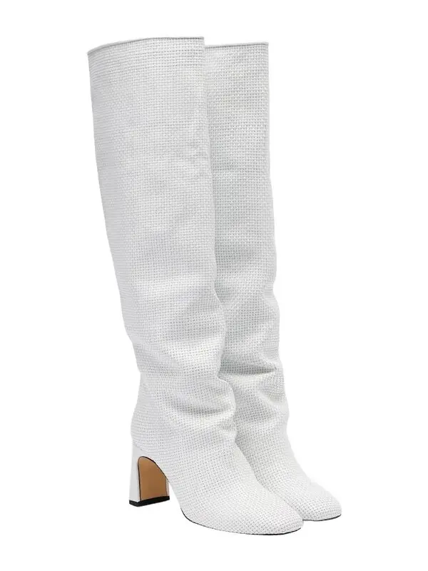 SOULIERS MARTINEZ Roberta Woven Leather Knee-high Boots - White
