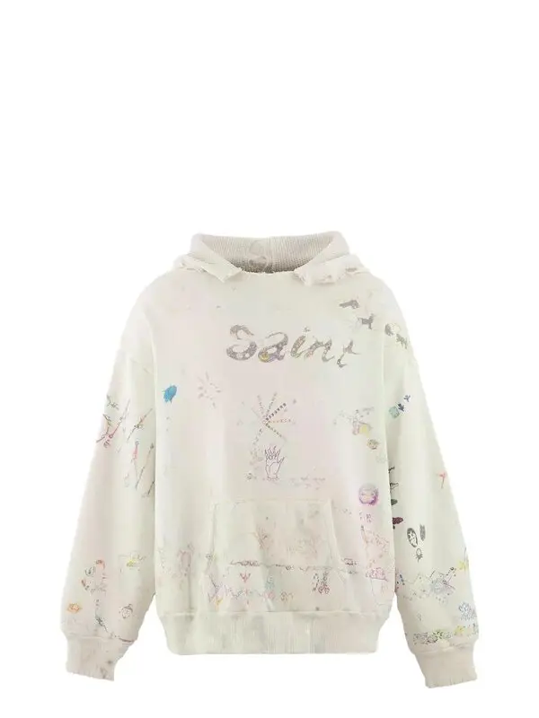 SAINT MXXXXXX Graphic-print Hoodie - Neutrals