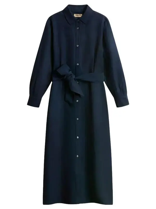 Woolrich Shirt Belt Midi Dress - Blue